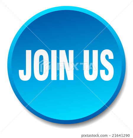 join us blue round flat isolated push button - Stock Illustration ...