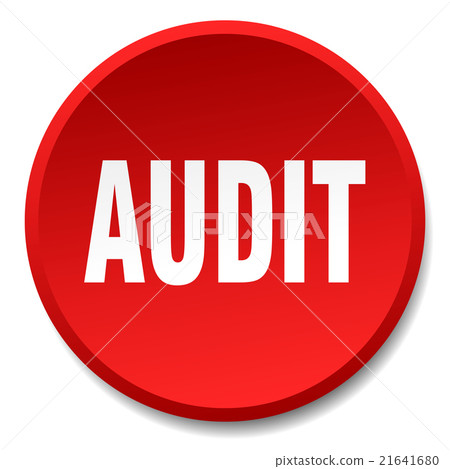 audit red round flat isolated push button - Stock Illustration ...