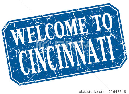 welcome to Cincinnati blue square grunge stamp - Stock Illustration ...