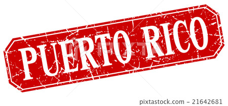Puerto Rico red square grunge retro style sign - Stock Illustration ...