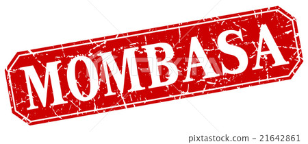 Mombasa red square grunge retro style sign - Stock Illustration ...