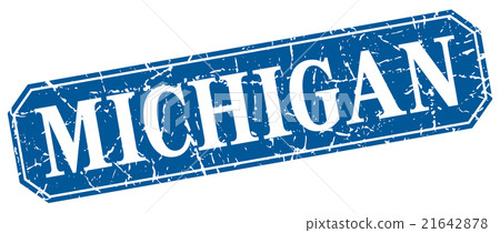 Michigan blue square grunge retro style sign - Stock Illustration ...