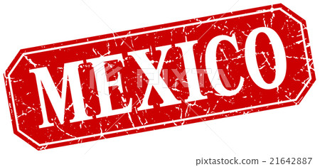Mexico red square grunge retro style sign - Stock Illustration ...