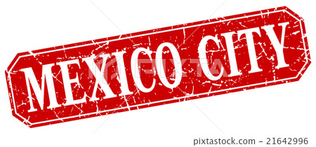 Mexico City red square grunge retro style sign - Stock Illustration ...