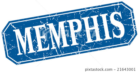 Memphis blue square grunge retro style sign - Stock Illustration ...