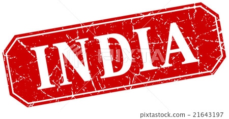 India red square grunge retro style sign - Stock Illustration [21643197 ...