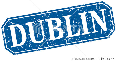 Dublin blue square grunge retro style sign - Stock Illustration ...