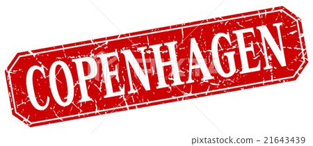 Copenhagen red square grunge retro style sign - Stock Illustration ...