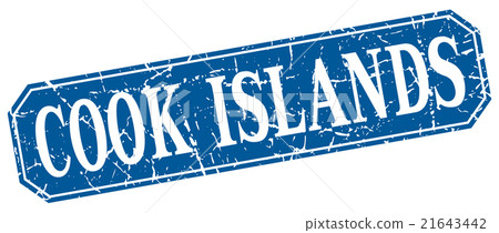 Cook Islands blue square grunge retro style sign - Stock Illustration ...
