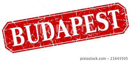 Budapest red square grunge retro style sign - Stock Illustration ...