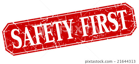 safety first red square grunge isolated sign - Stock Illustration ...