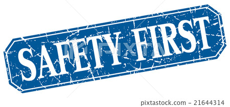 safety first blue square grunge isolated sign - Stock Illustration ...