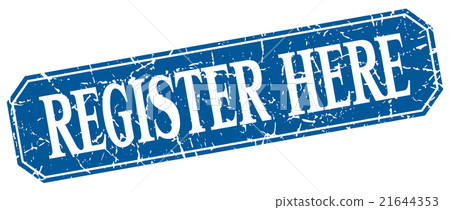 register here blue square vintage isolated sign - Stock Illustration ...