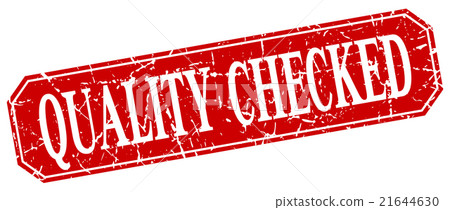 quality checked red square vintage isolated sign - Stock Illustration ...