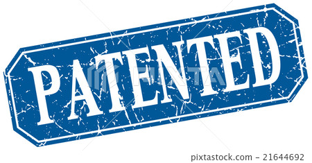 patented blue square vintage grunge isolated sign - Stock Illustration ...
