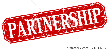 partnership red square vintage isolated sign - Stock Illustration ...