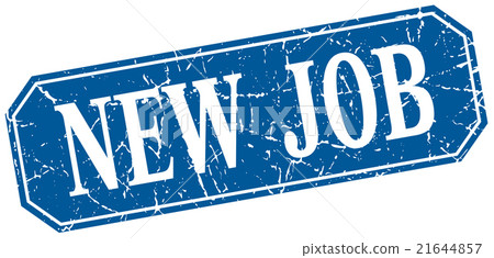 new job blue square vintage grunge isolated sign - Stock Illustration ...