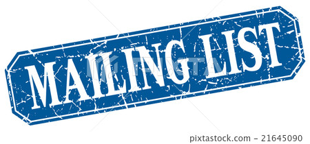 mailing list blue square vintage isolated sign - Stock Illustration ...