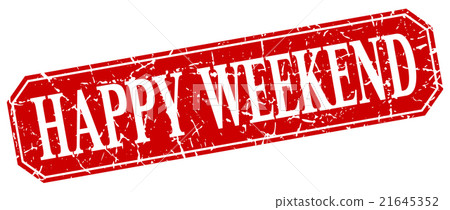 happy weekend red square grunge isolated sign-插圖素材 [21645352] - PIXTA圖庫
