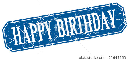 happy birthday blue square vintage isolated sign - Stock Illustration ...