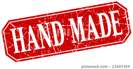 hand made red square vintage grunge isolated sign - Stock Illustration ...