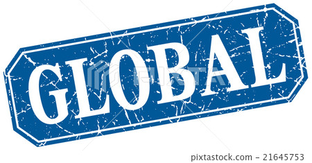 global blue square vintage grunge isolated sign - Stock Illustration ...