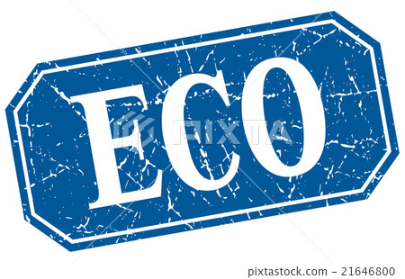 eco blue square vintage grunge isolated sign - Stock Illustration ...