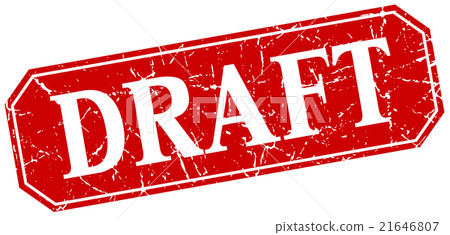 draft red square vintage grunge isolated sign - Stock Illustration ...