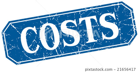 costs blue square vintage grunge isolated sign - Stock Illustration ...