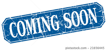 coming soon blue square grunge isolated sign - Stock Illustration ...
