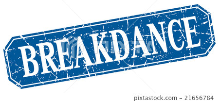 breakdance blue square grunge isolated sign - Stock Illustration ...
