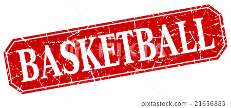 basketball red square vintage grunge isolated sign-插圖素材 [21656883 ...