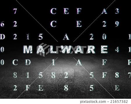 Security concept: Malware in grunge dark room - Stock Illustration ...