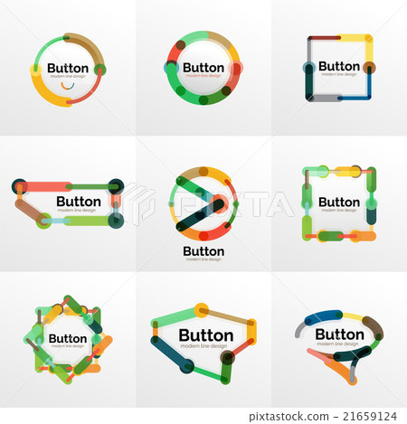 Thin line design geometric button set, flat-插圖素材 [21659124] - PIXTA圖庫