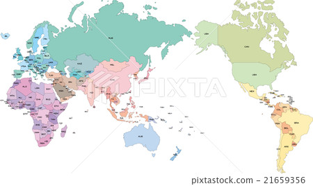 World map with country color coding IOC cord - Stock Illustration ...