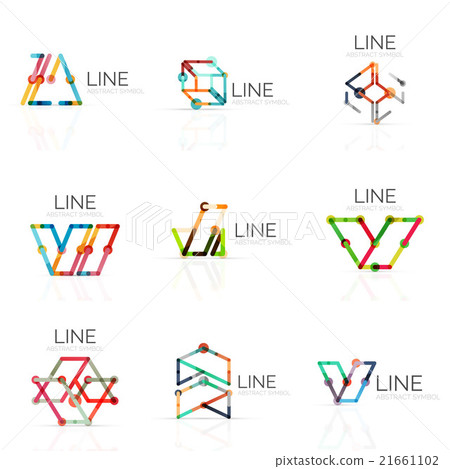 Set of linear abstract logos, connected - Stock Illustration [21661102 ...