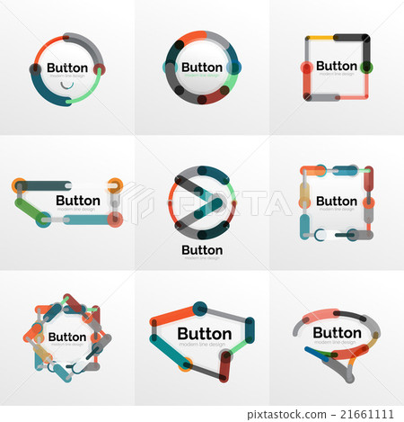 Thin line design geometric button set, flat - Stock Illustration ...