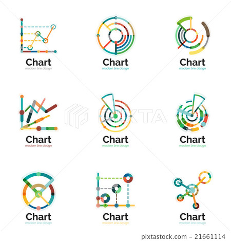 Thin line chart logo set. Graph icons modern - Stock Illustration ...