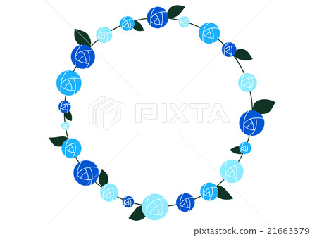 Round frame of blue and light blue roses - Stock Illustration [21663379 ...