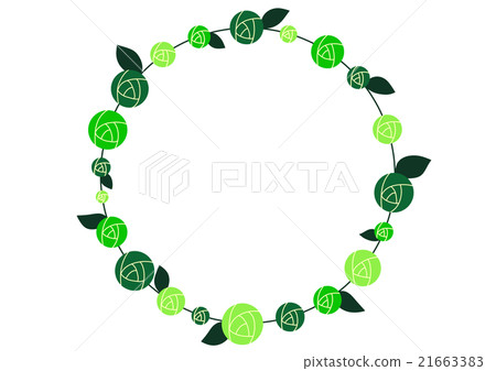 Round frame of green roses - Stock Illustration [21663383] - PIXTA