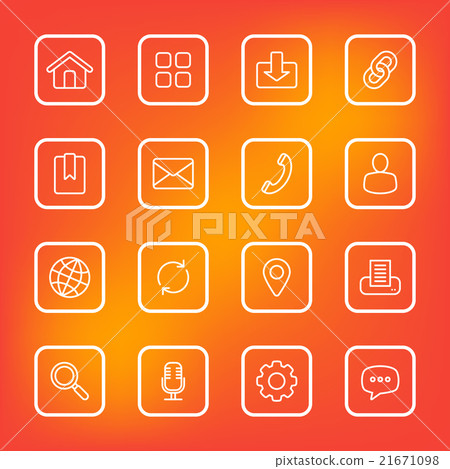 white line web icon set rounded rectangle-插圖素材 [21671098] - PIXTA圖庫