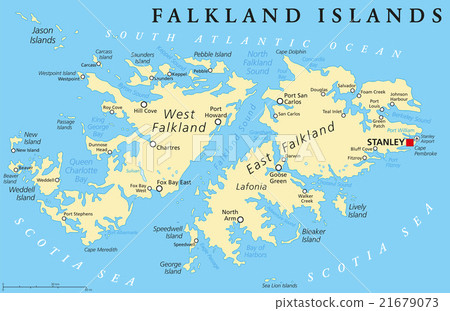 Falkland Island Political Map - Stock Illustration [21679073] - PIXTA