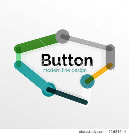 Thin line design geometric button, flat - Stock Illustration [21681644 ...