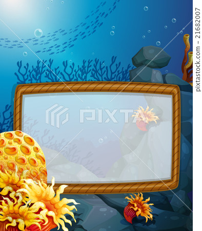 Frame design with underwater background - Stock Illustration [21682007 ...