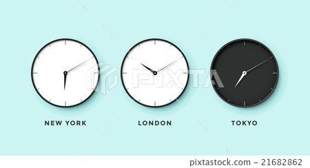 Set of day and night clock for time zones - Stock Illustration ...