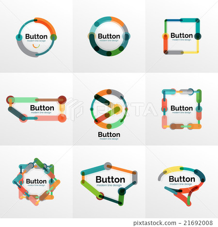 Thin line design geometric button set, flat - Stock Illustration ...