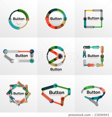 Thin line design geometric button set, flat - Stock Illustration ...