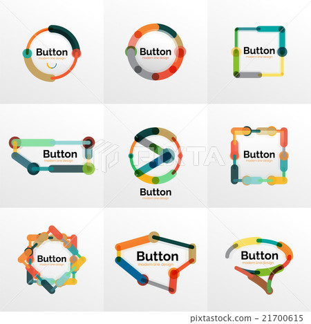 Thin line design geometric button set, flat - Stock Illustration ...