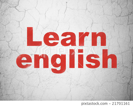 Studying concept: Learn English on wall background - Stock Illustration ...