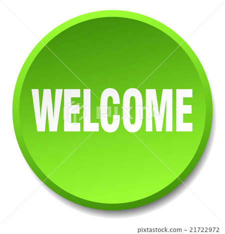 welcome green round flat isolated push button - Stock Illustration ...